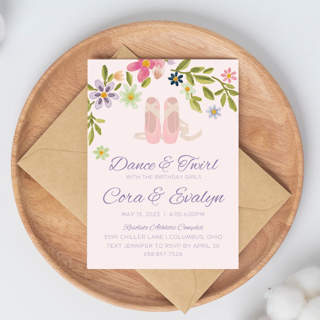 EDITABLE Dance and Twirl Invitation Dancing Invitation Ballerina ...