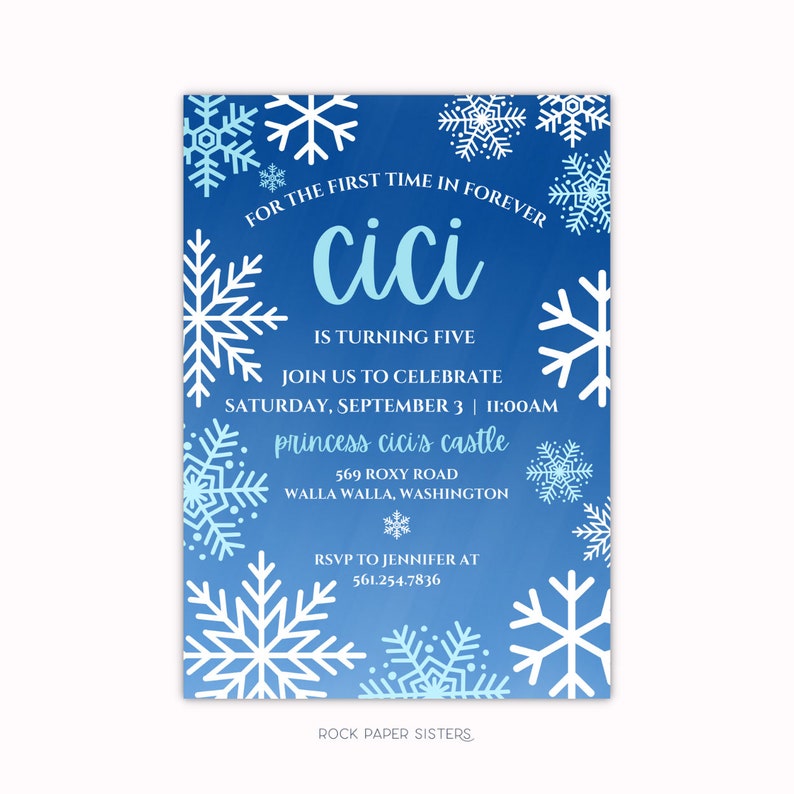 EDITABLE Snowy Birthday Invitation Princess Birthday Icy - Etsy