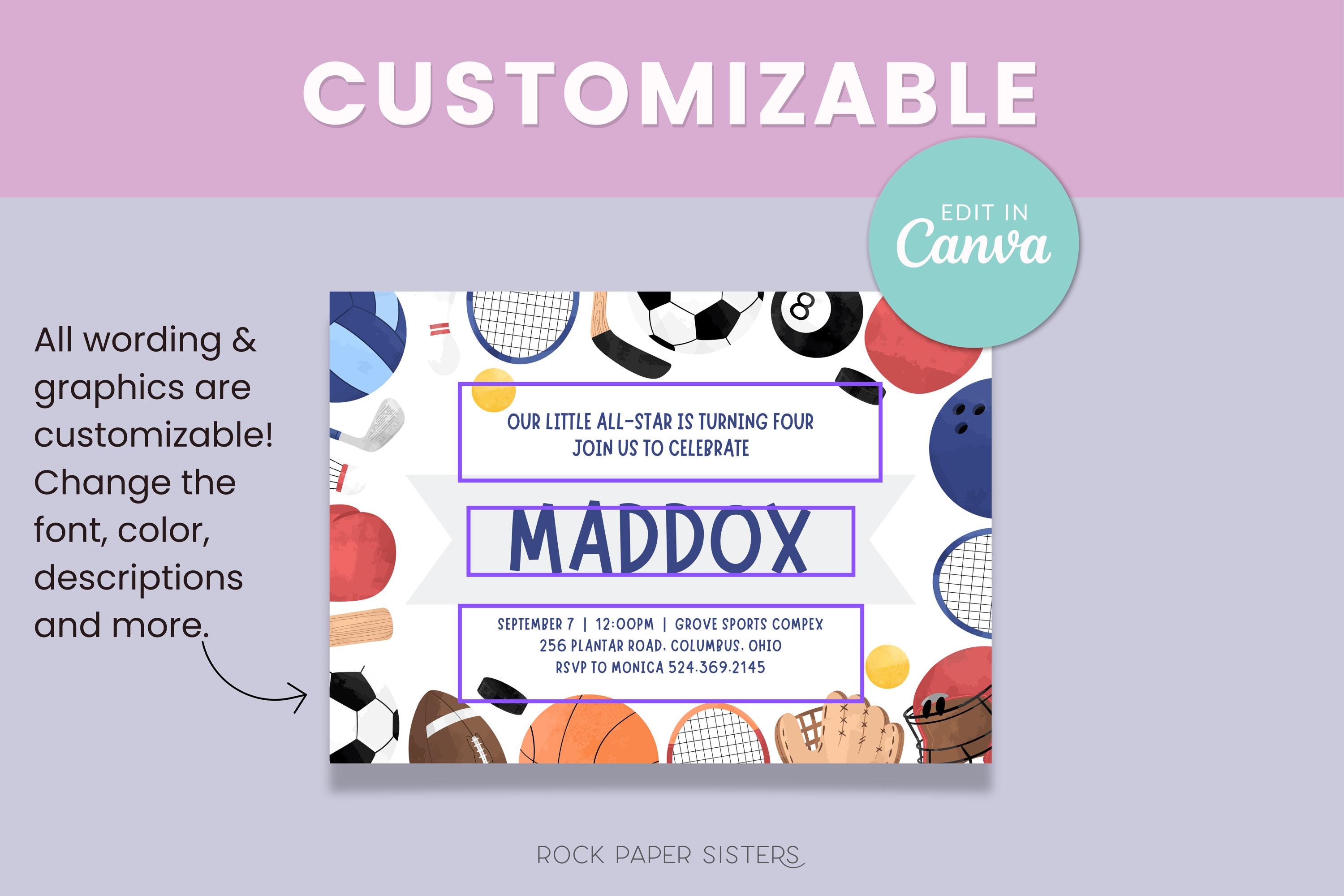 EDITABLE Multi Sport Invitation | Sports Invitation | Basketball ...