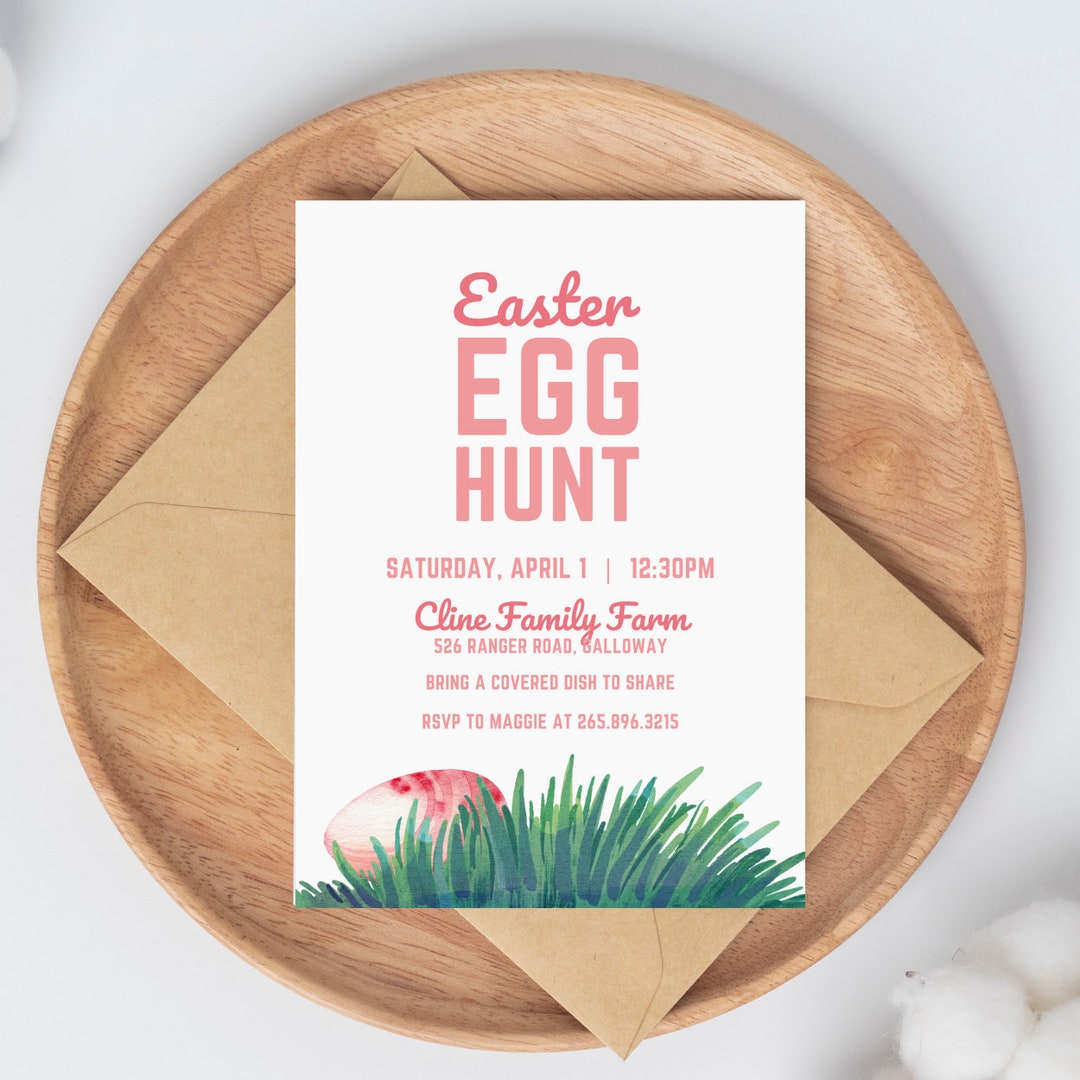 EDITABLE Easter Egg Hunt Invitation Digital Easter Egg Hunt Simple ...