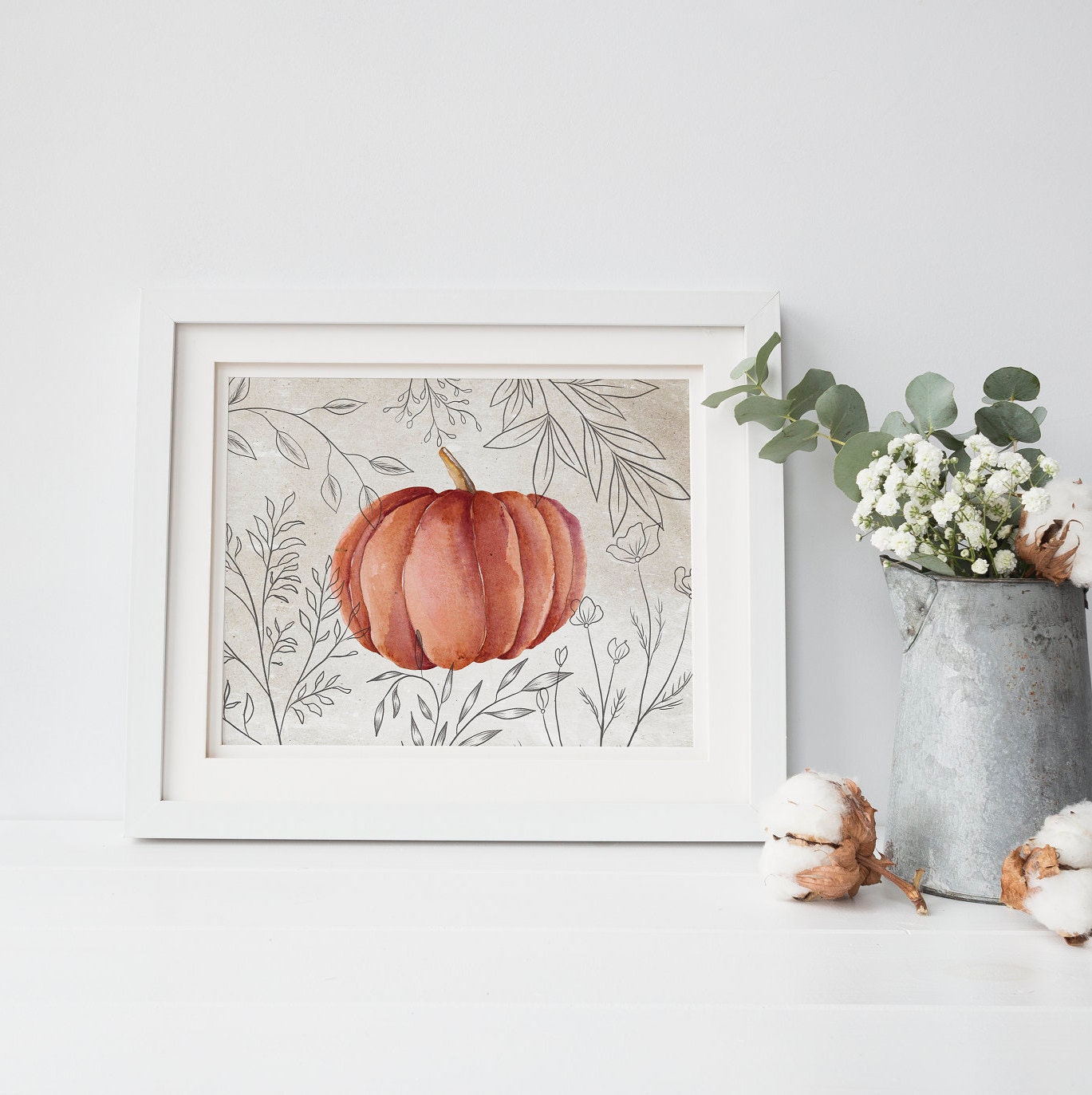 PRINTS Pumpkin and Leaves | Fall Prints | Fall Downloads | Fall Digital ...