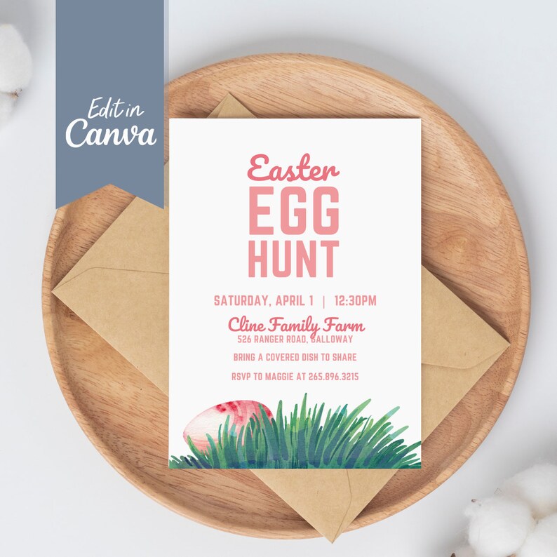 EDITABLE Easter Egg Hunt Invitation | Digital Easter Egg Hunt | Simple ...