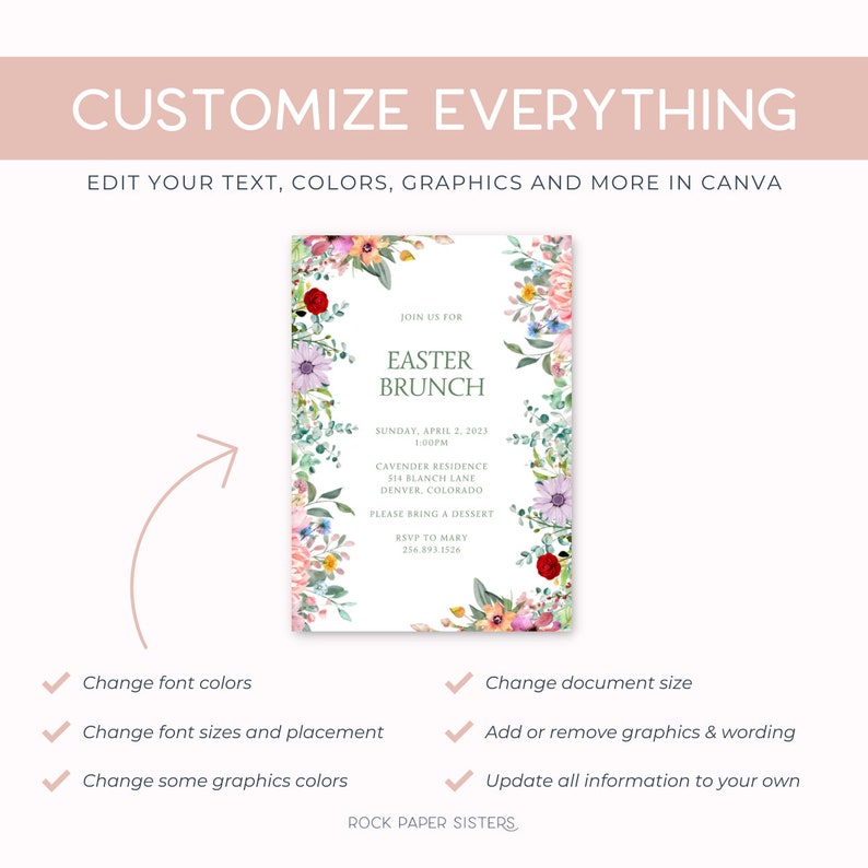 EDITABLE Easter Brunch Invitation Digital Easter Brunch Digital Easter ...