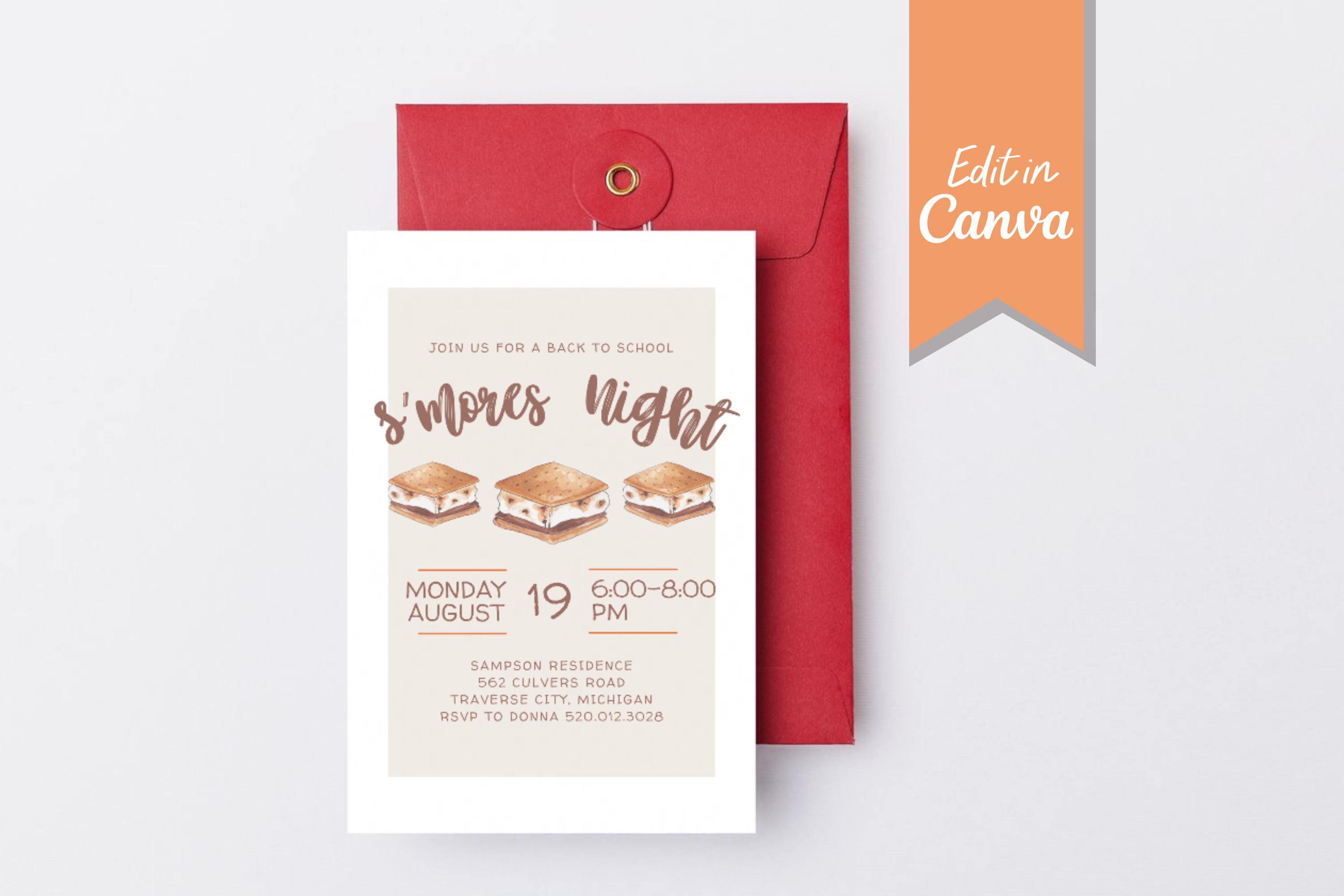 EDITABLE Smores Night Invitation | Smore Party Invitation | Campout ...