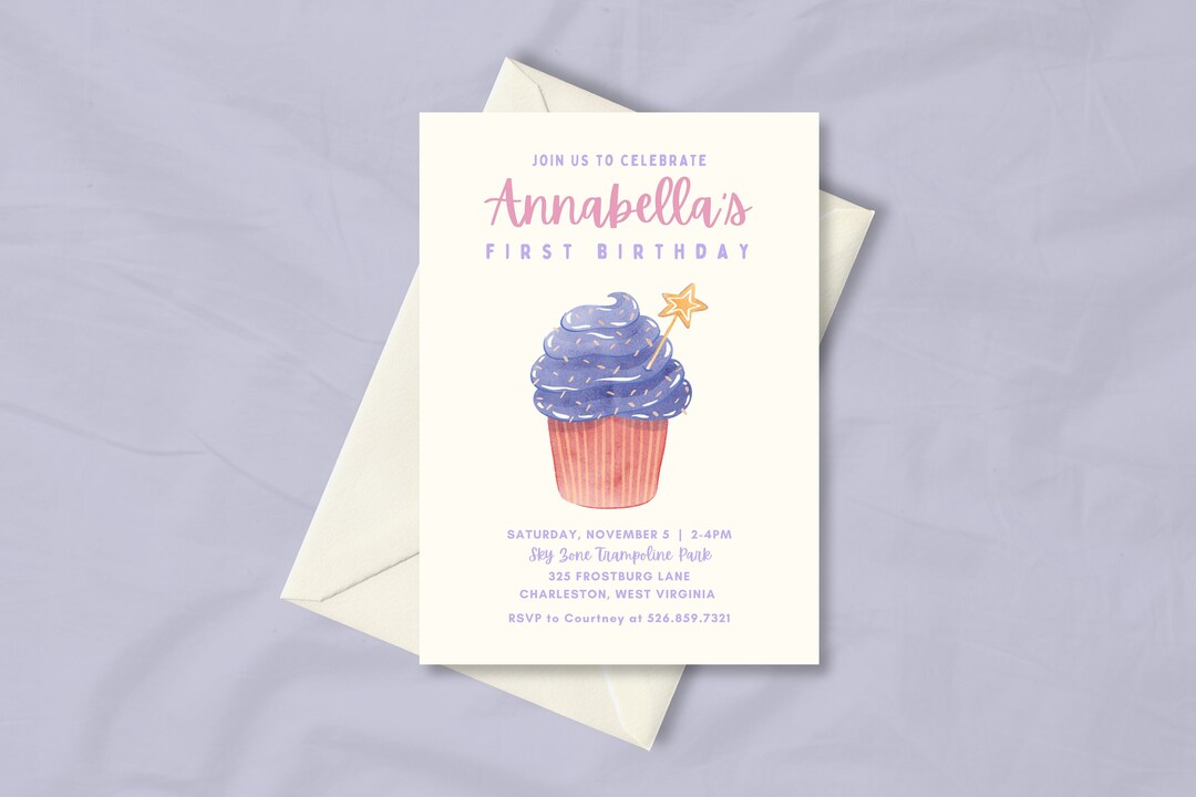 EDITABLE Cupcake Birthday Invitation | Cupcake Invitation | Cake ...