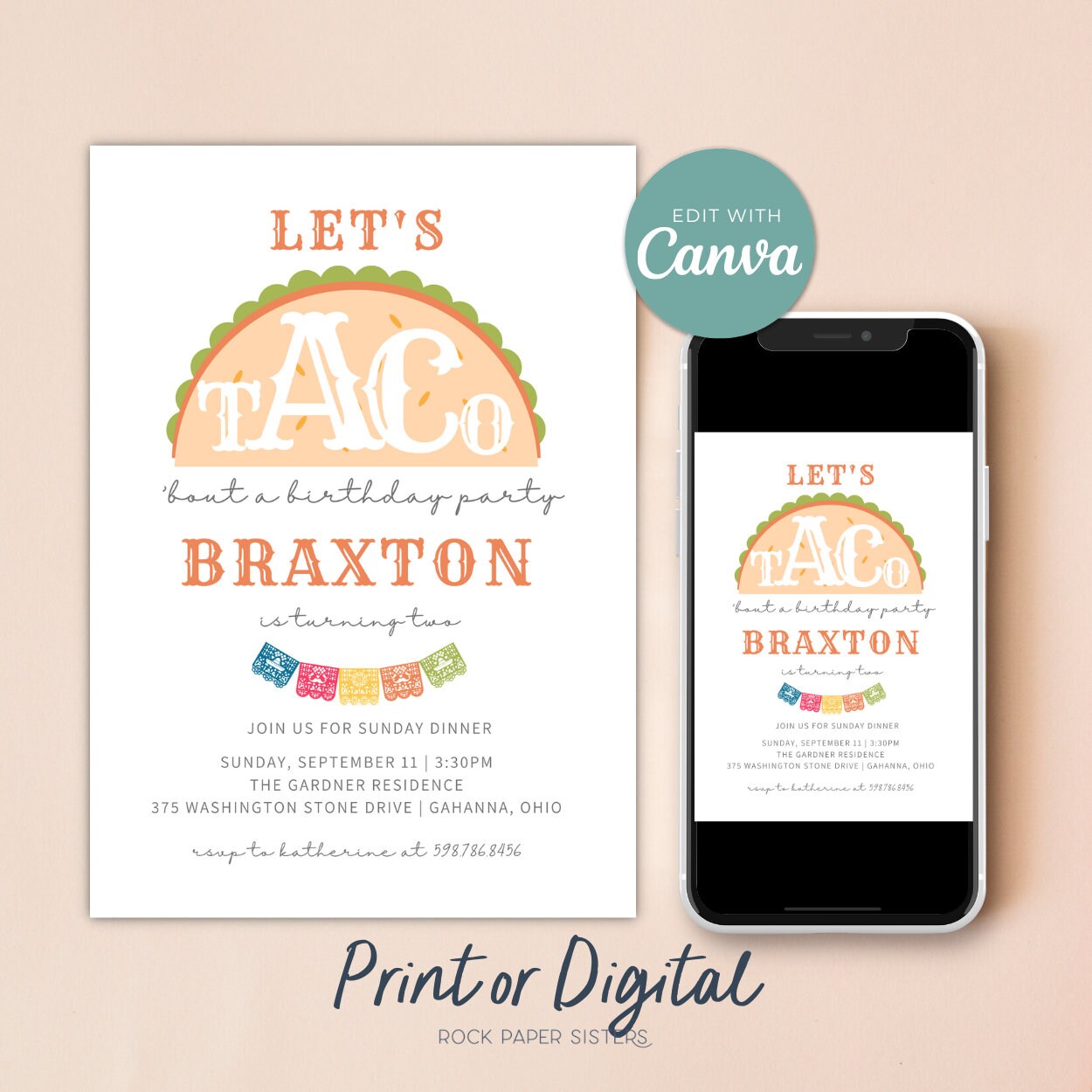 EDITABLE Taco Birthday Invitation | Taco Invitation | Taco Bout A Party ...