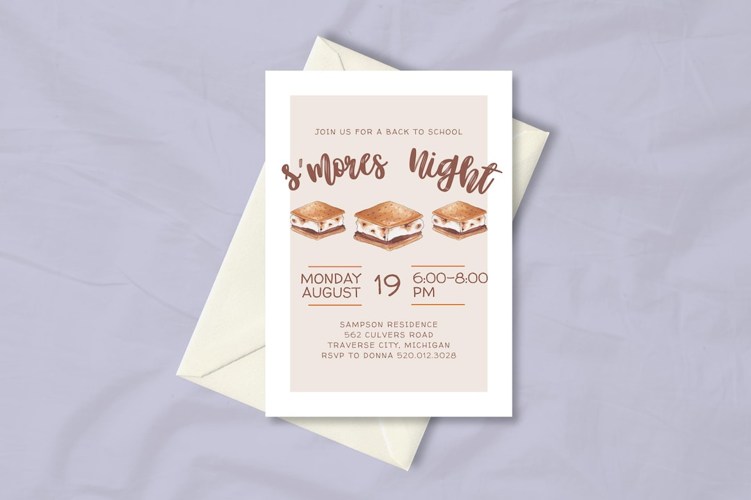 EDITABLE Smores Night Invitation | Smore Party Invitation | Campout ...
