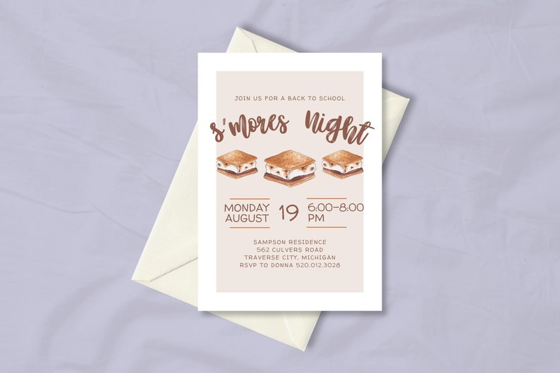 EDITABLE Smores Night Invitation | Smore Party Invitation | Campout ...