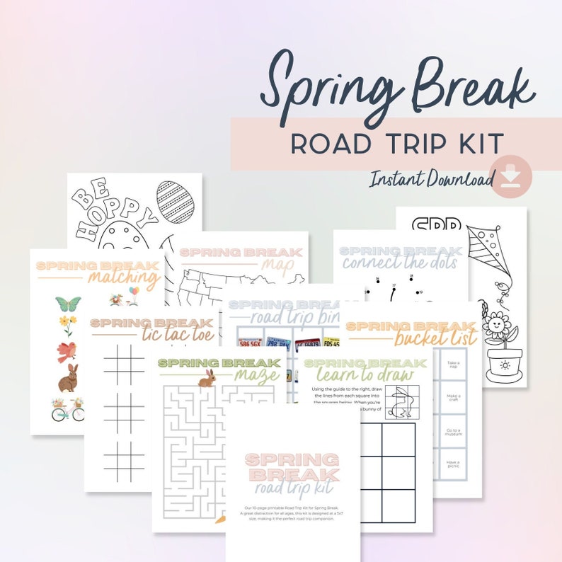 PRINTABLE Spring Break Road Trip Kit Mini Road Trip Kit Spring Break ...