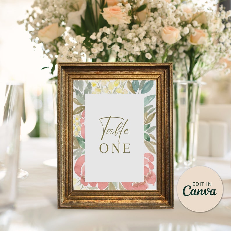 EDITABLE Peach Floral Table Numbers | Wedding Paper | Table Numbers ...