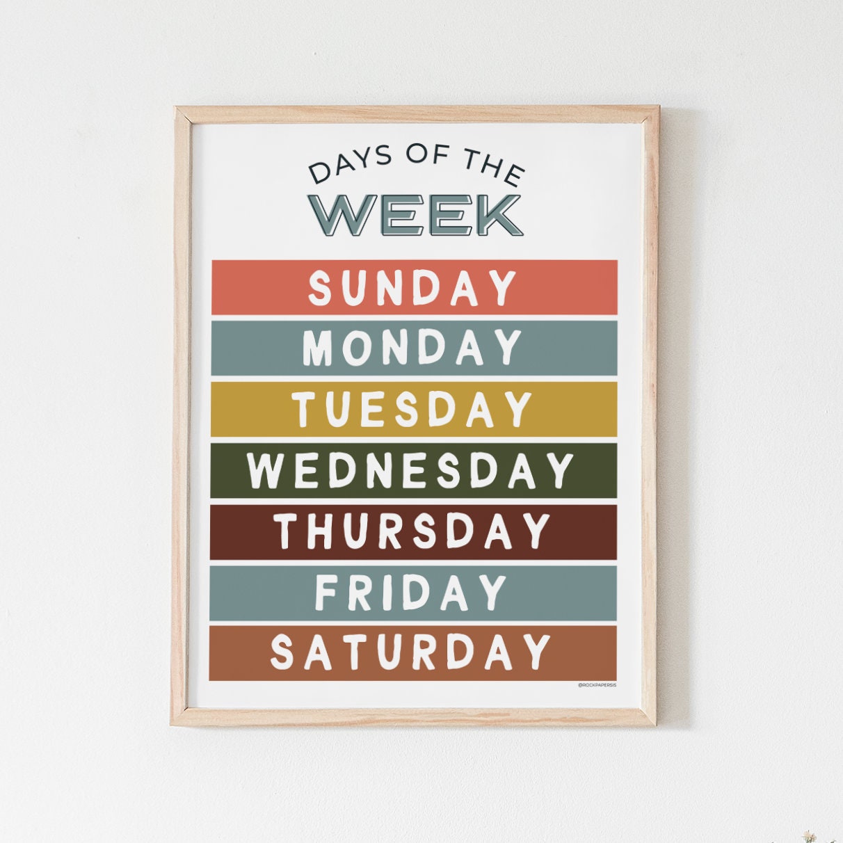 PRINTS Days of the Week Neutral School Prints School Classroom Prints ...