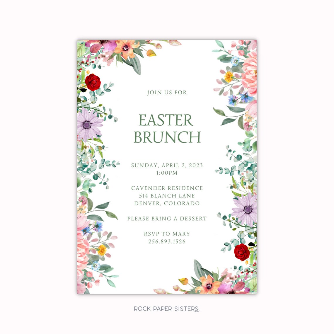 EDITABLE Easter Brunch Invitation Digital Easter Brunch Digital Easter ...