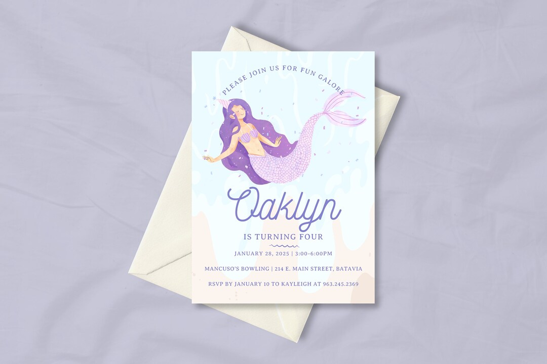 EDITABLE Mermaid Invitation | Mermaid Party Invitation | Underwater ...