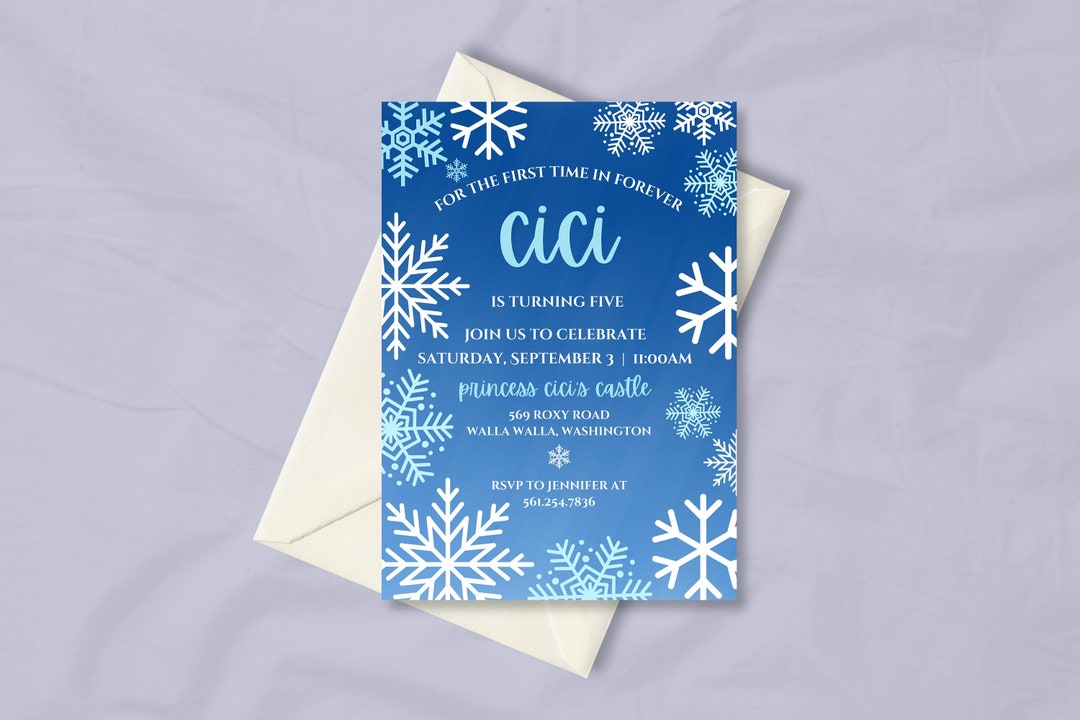 EDITABLE Snowy Birthday Invitation | Princess Birthday | Icy Birthday ...