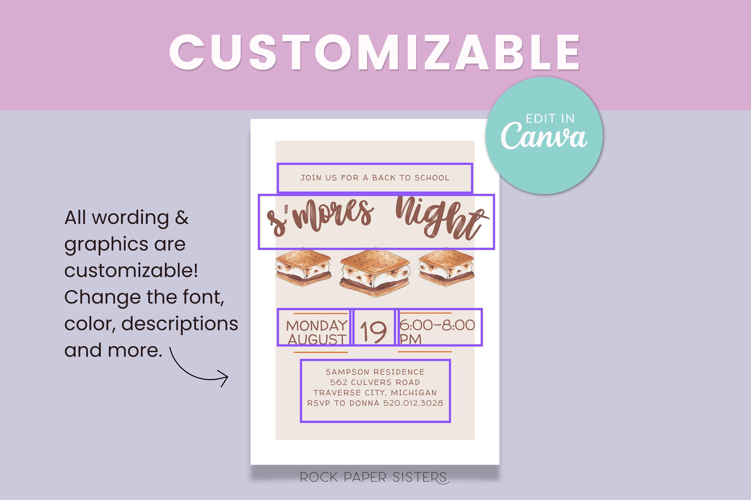 EDITABLE Smores Night Invitation | Smore Party Invitation | Campout ...