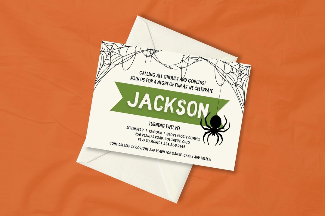 EDITABLE Spider Invitation | Halloween Invitation | Web Invitation ...