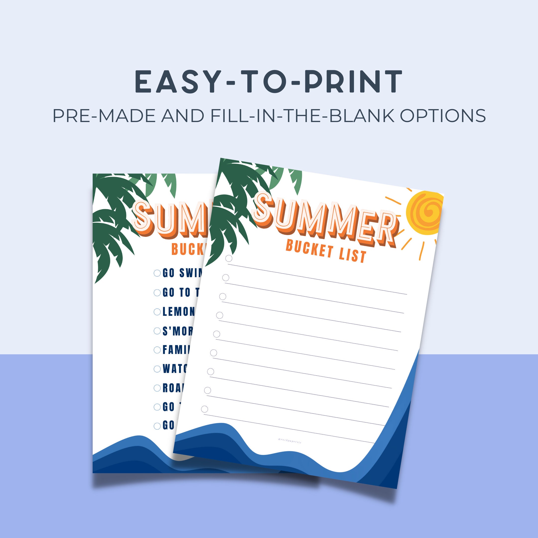 PRINTABLE Summer Bucket List Waves | Summer Activities | Summer Fun ...
