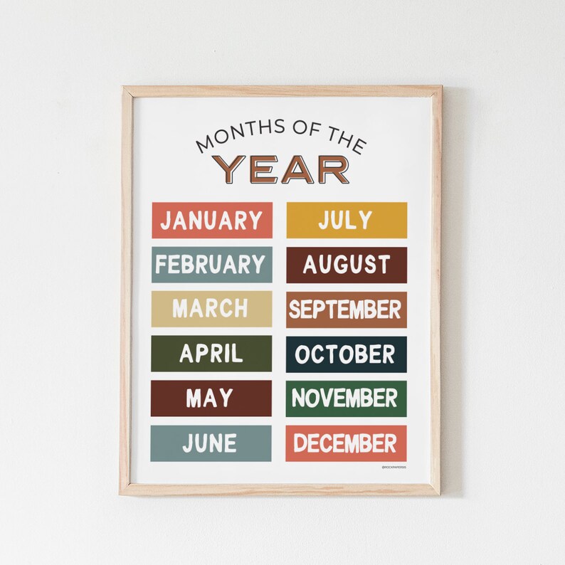 PRINTS Months of the Year | Neutral School Prints | School | Classroom ...