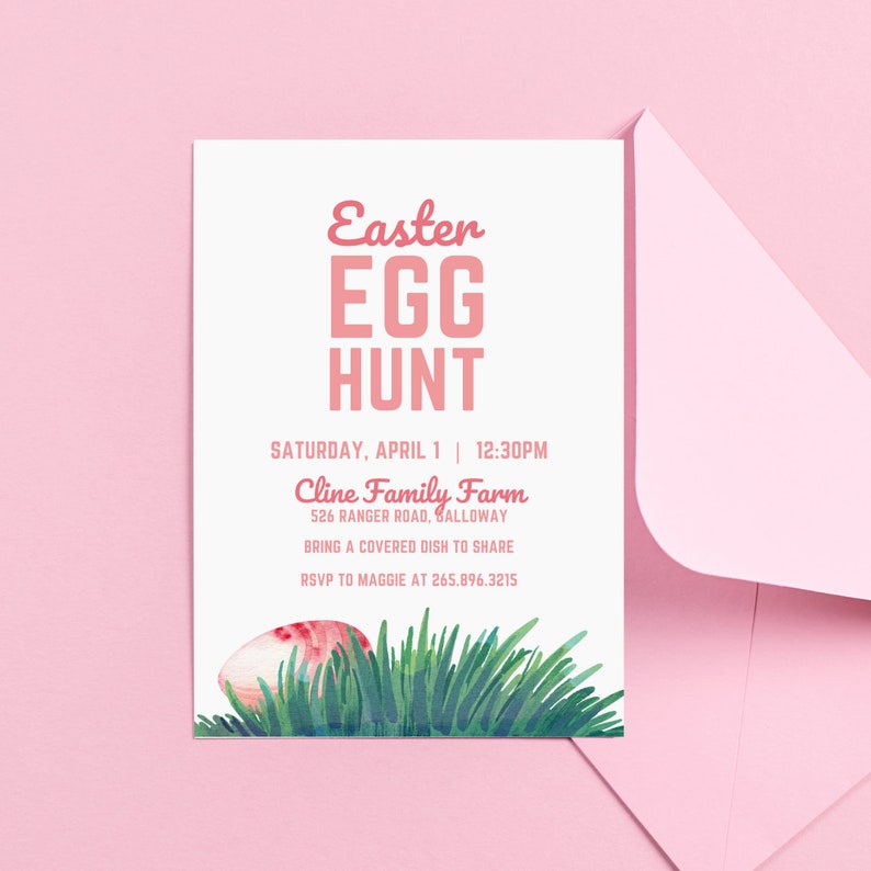 EDITABLE Easter Egg Hunt Invitation | Digital Easter Egg Hunt | Simple ...
