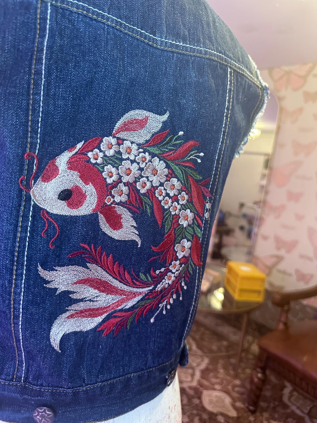 Embroidered Indigo Rein Denim Vest - Etsy