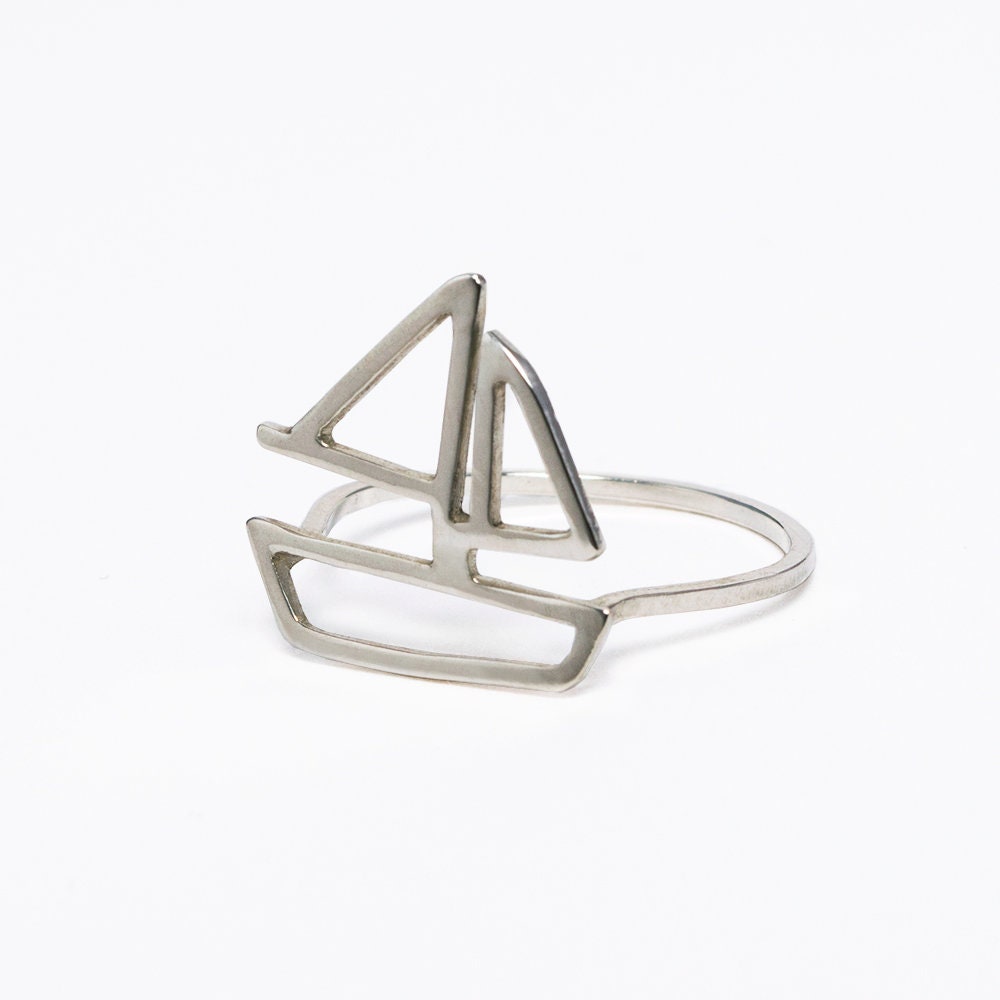 Sailboat Ring in Sterling Silver Nautical Sailing Boat - Etsy