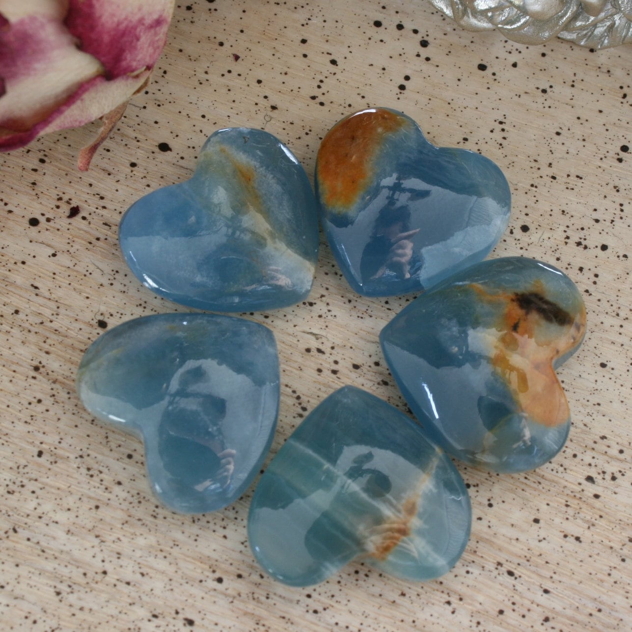 Blue Calcite Crystal Heart From Argentina, Also Called Blue Onyx or ...