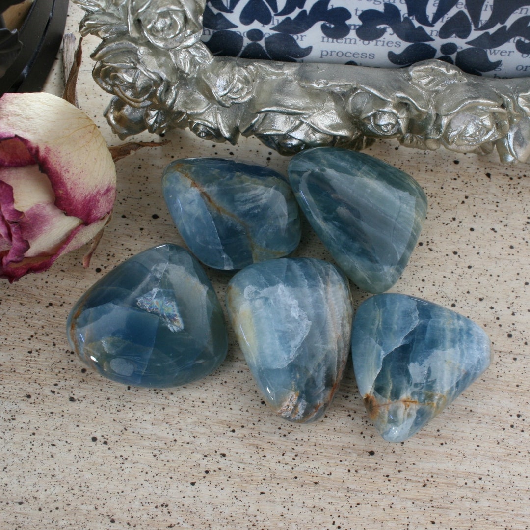 Blue Calcite / Blue Onyx Tumbled Stone From Argentina, Also Called ...