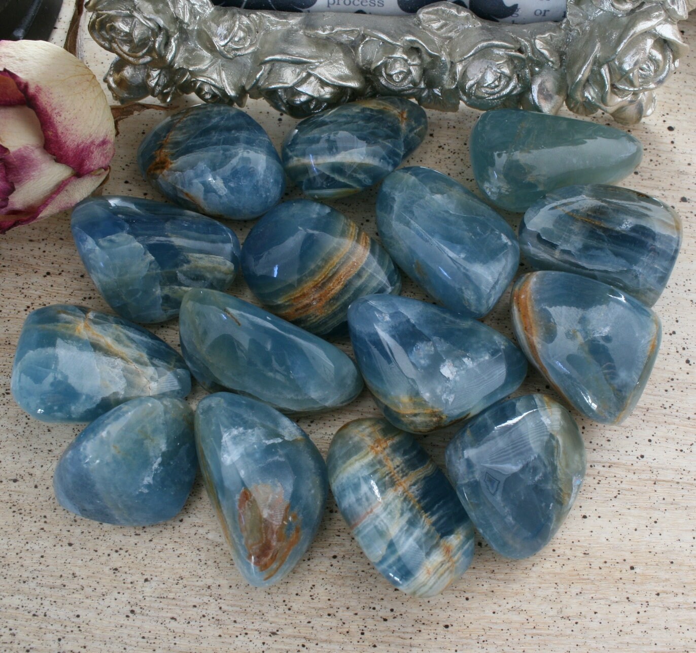 Blue Calcite / Blue Onyx Tumbled Stone From Argentina Also - Etsy