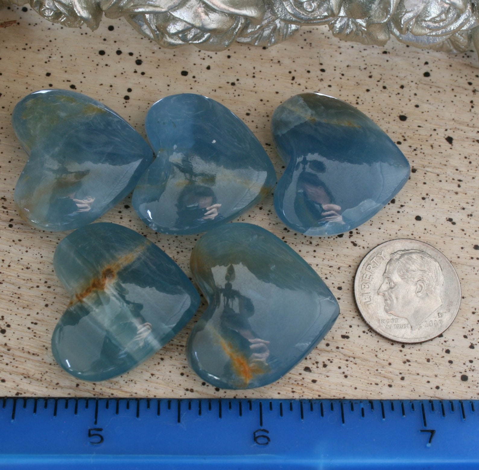 Blue Calcite Crystal Heart From Argentina, Also Called Blue Onyx or ...