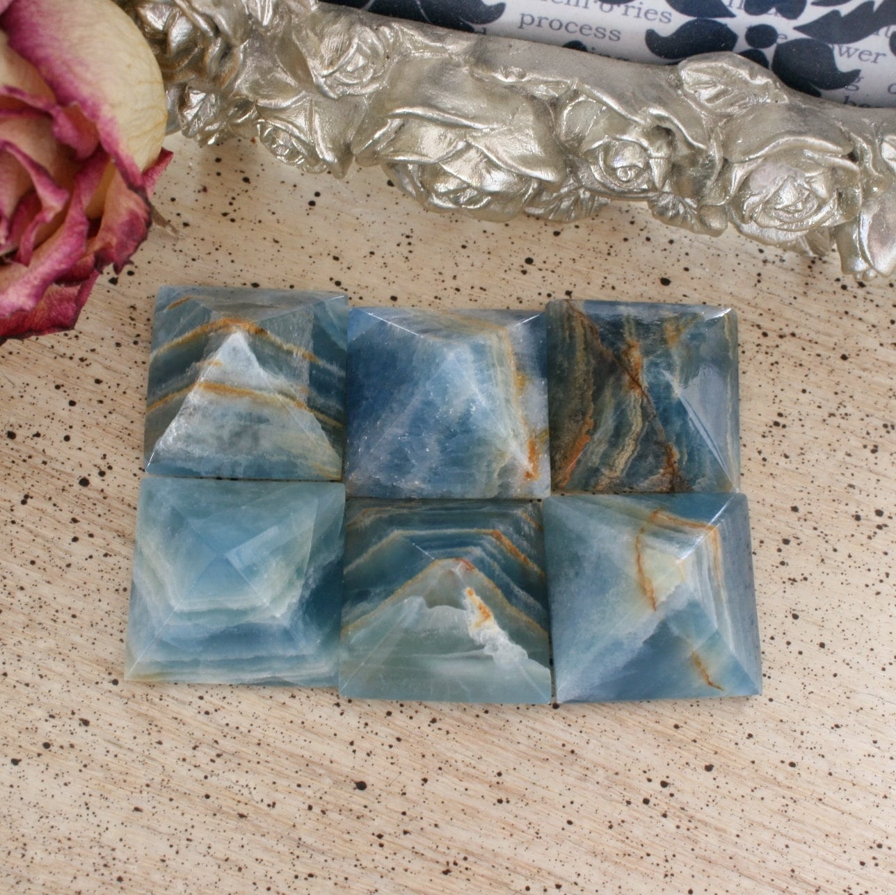 Blue Calcite /blue Onyx Pyramid From Argentina Also Called | Etsy