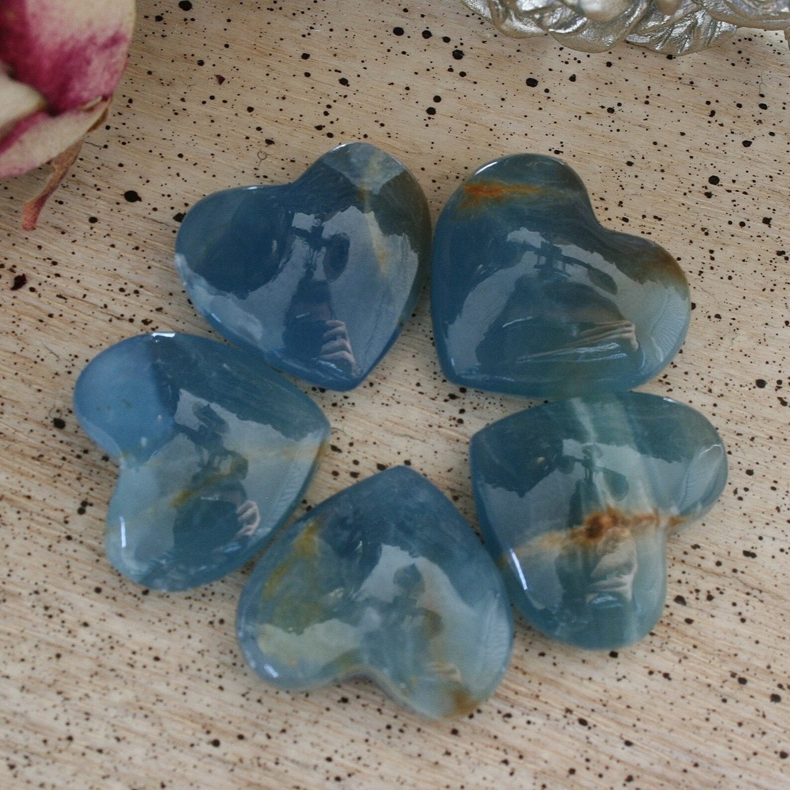 Blue Calcite Crystal Heart From Argentina, Also Called Blue Onyx or ...
