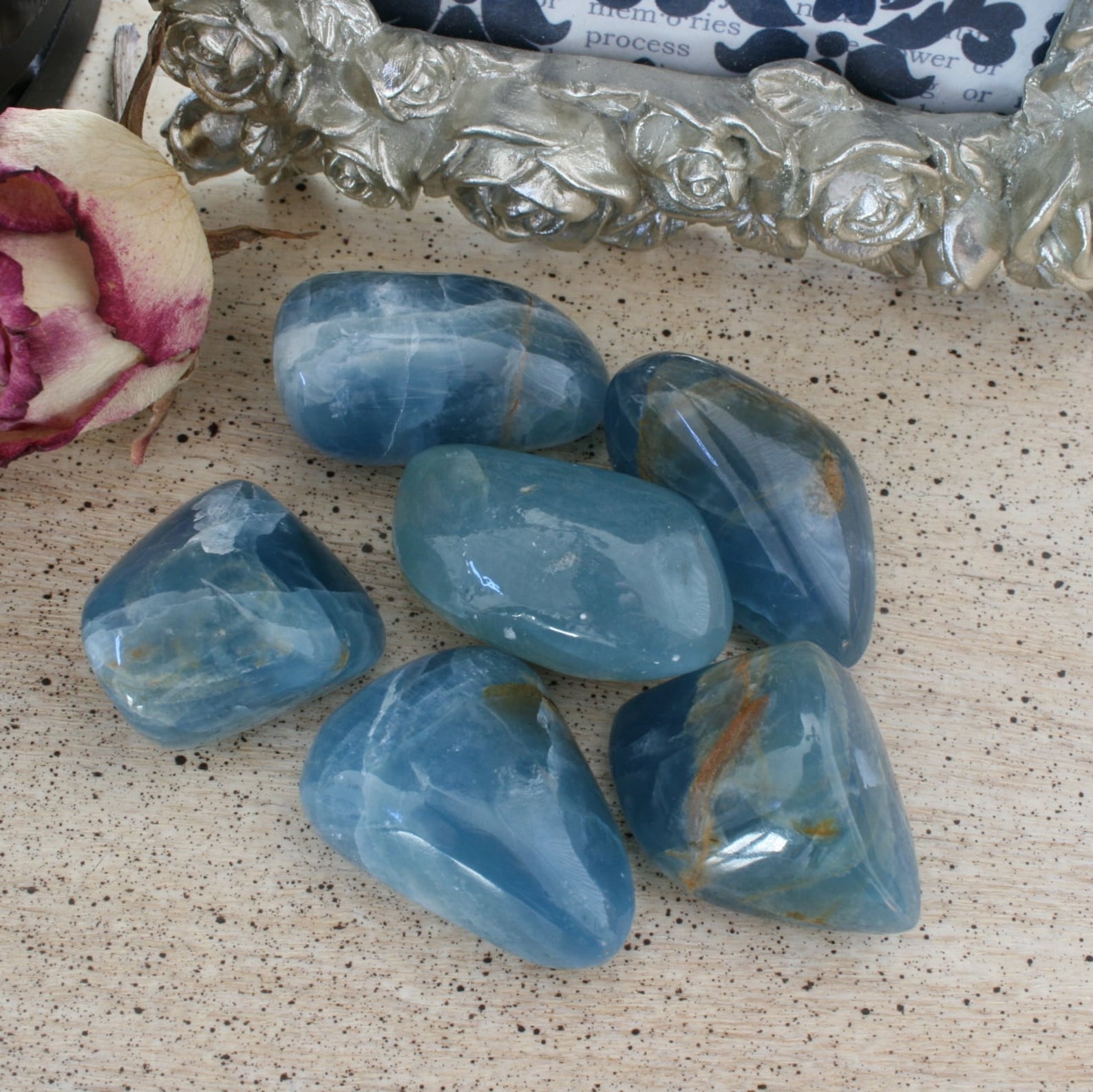 Blue Calcite / Blue Onyx Tumbled Stone From Argentina, Also Called ...