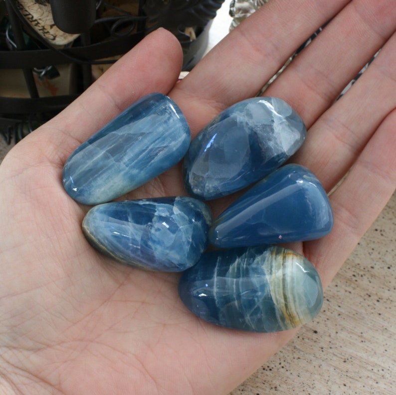 Blue Calcite / Blue Onyx Tumbled Stone From Argentina, Also Called ...