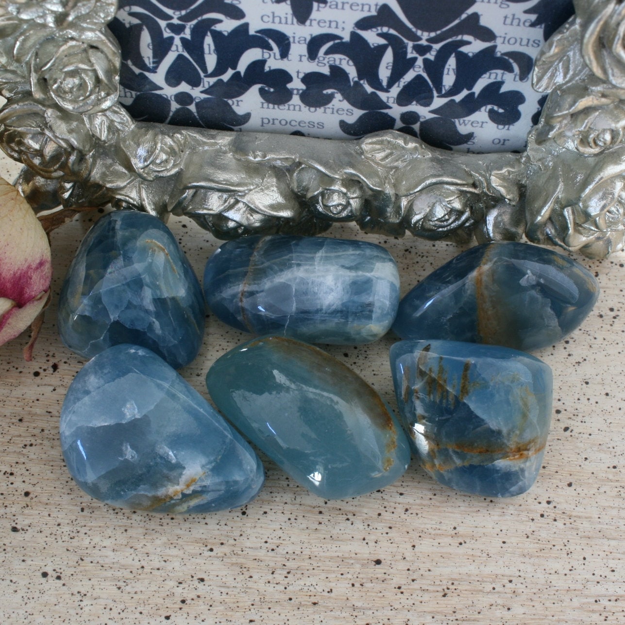Blue Calcite / Blue Onyx Tumbled Stone From Argentina, Also Called ...