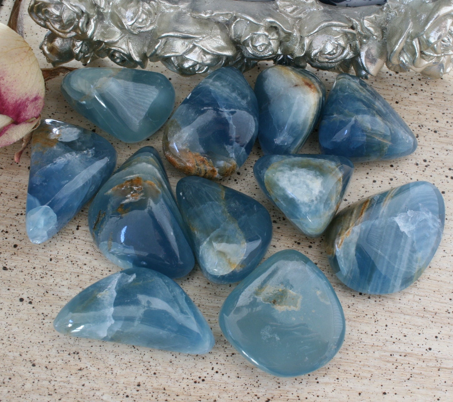 Blue Calcite / Blue Onyx Tumbled Stone From Argentina Also | Etsy