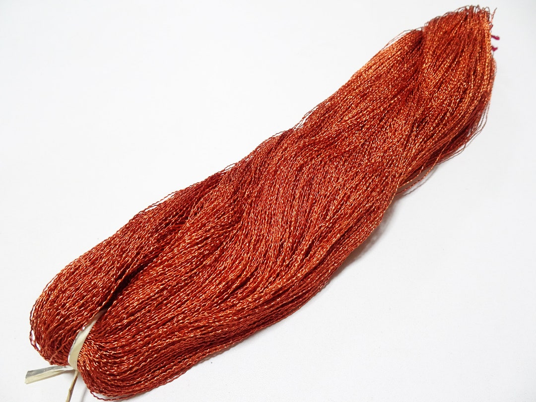 Japanese Vintage High Class Aluminum Leaf Thread Red Rust Embroidery ...