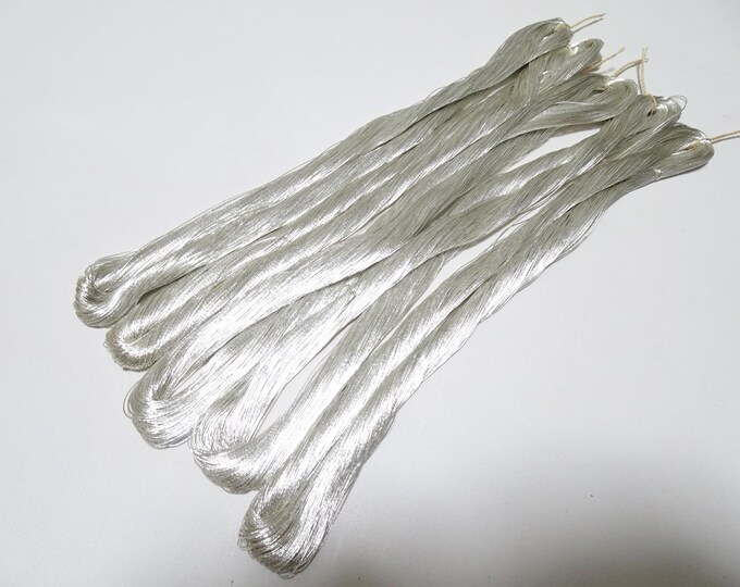 Japanese Vintage Superb Real Silver Leaf Thread 5sets Embroidery 0.35mm ...