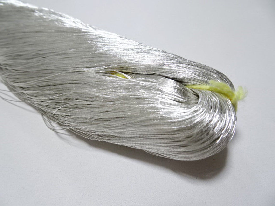 Japanese Vintage Superb Real Silver Leaf Thread S4 Embroidery 1000M 0 ...