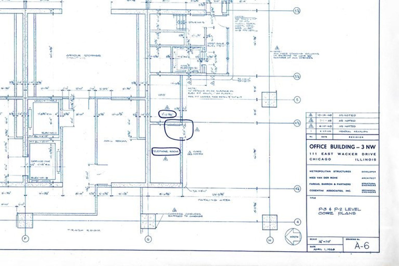 Mies Van Der Rohe Blueprint, One Illinois Center 111 E. Wacker Chicago ...