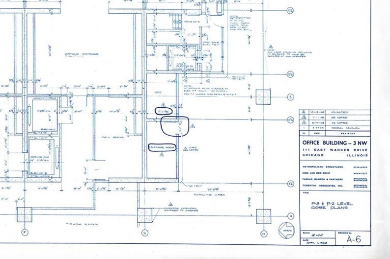 Mies Van Der Rohe Blueprint, One Illinois Center 111 E. Wacker Chicago ...