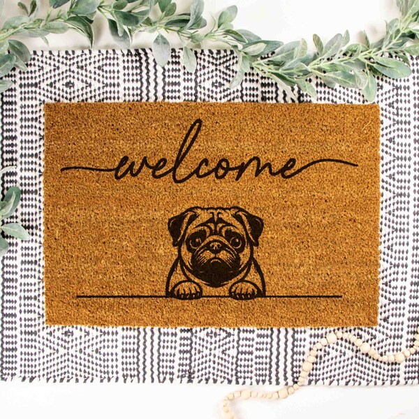 Pug Welcome Mat - Etsy