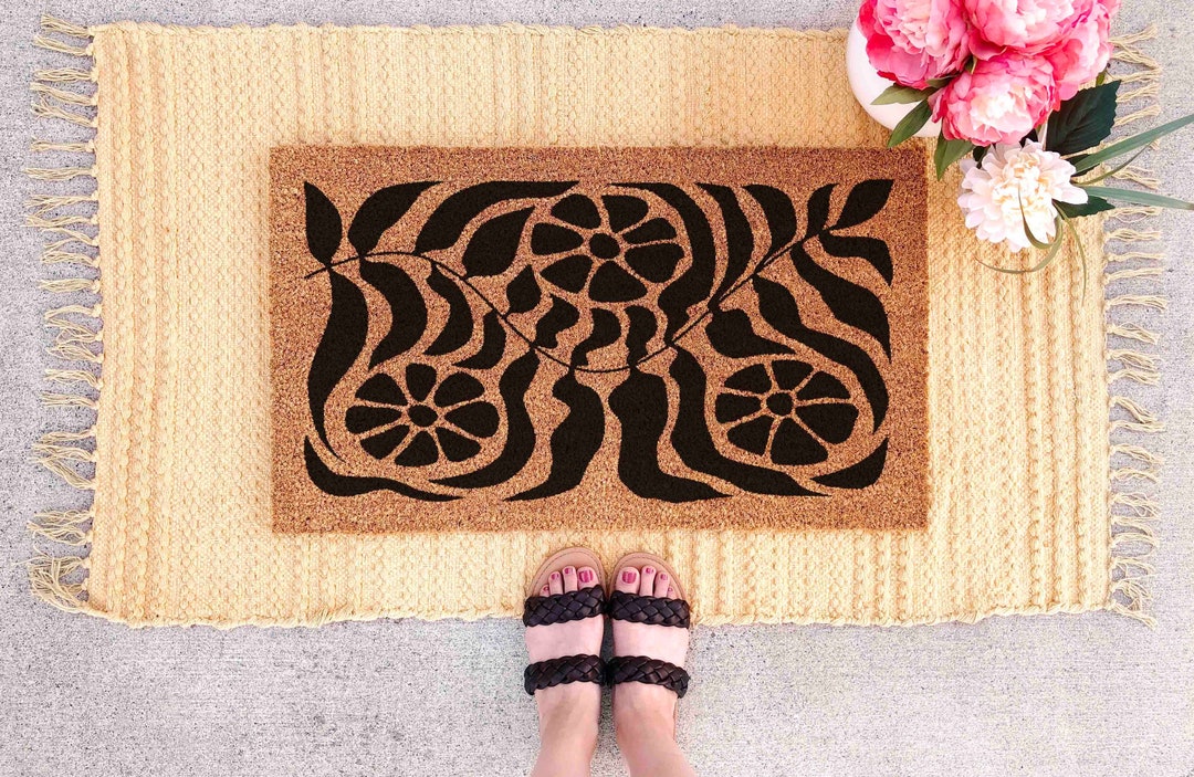 Doormat Modern Doormat Custom Welcome Mat Leaves Doormat Floral Gift ...