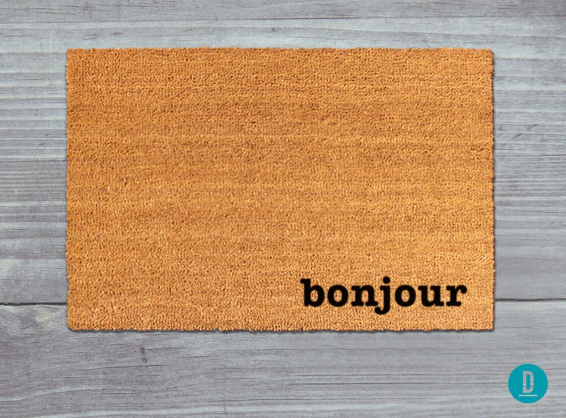 Bonjour Doormat Bonjour Door Mat Bonjour Welcome Mat French - Etsy