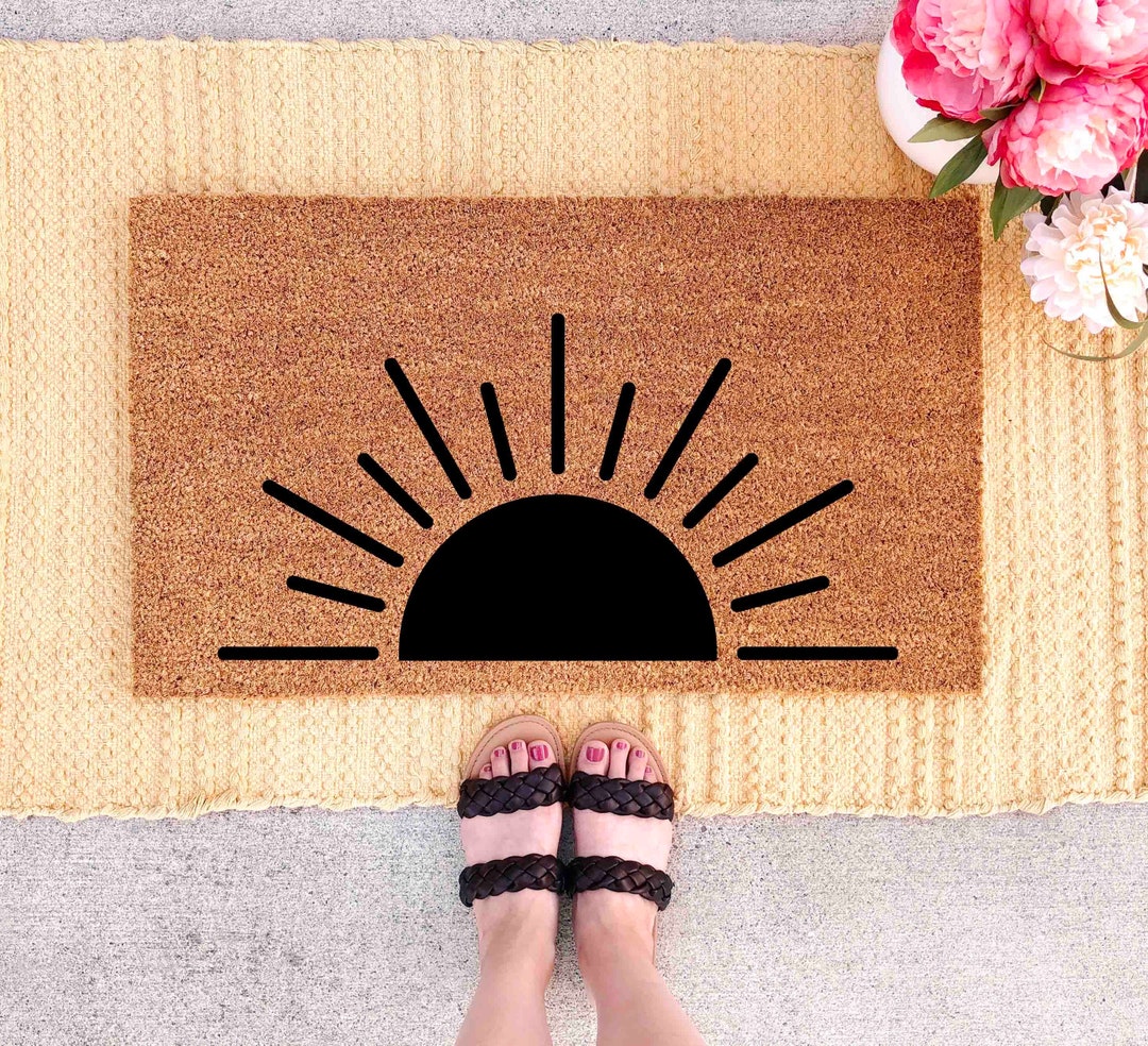 Boho Doormat Boho Sun Doormat Minimalist Door Mat Custom Welcome Mat ...