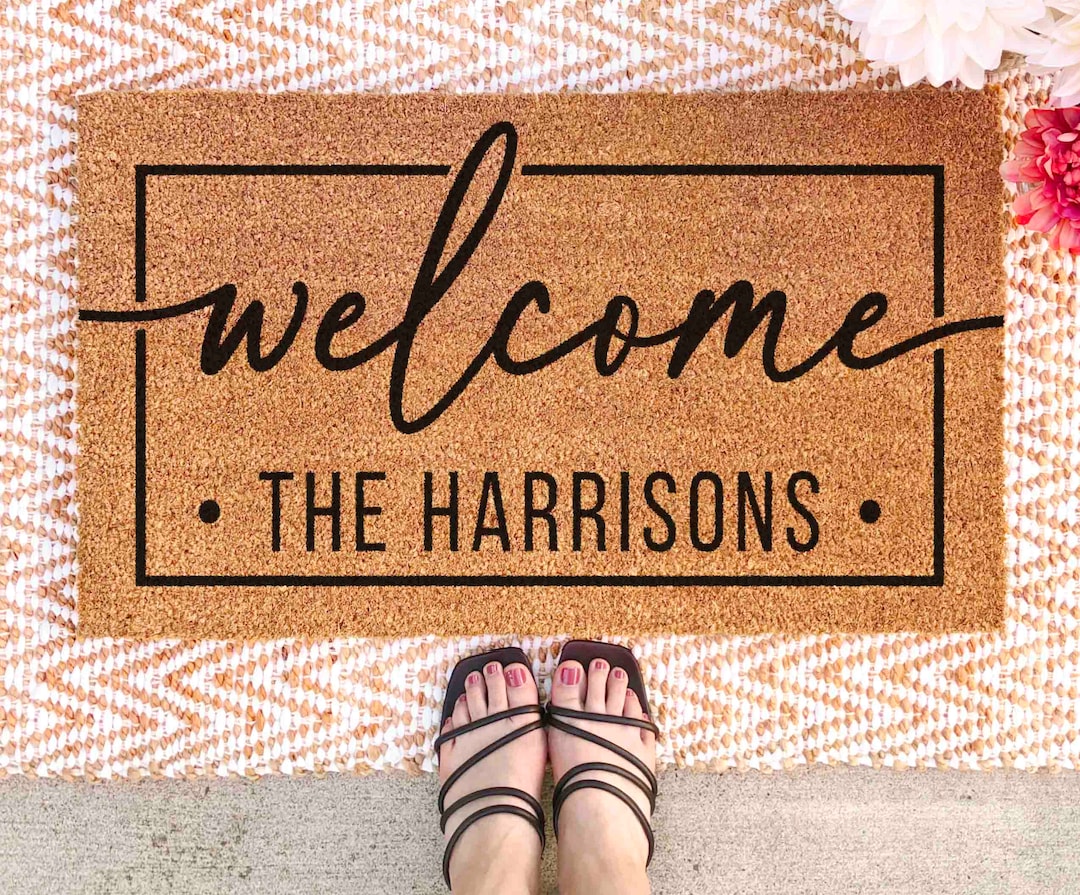 Personalized Welcome Mat With Last Name Family Name Doormat Custom ...