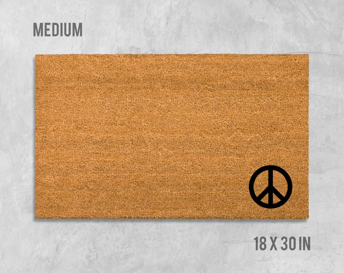 Peace Door Mat, Peace Sign Doormat, Peace Symbol Coir Welcome Mat ...