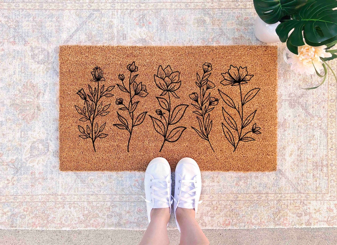 Flower Doormat Floral Doormat Wildflowers Decor Floral Decor Flowers ...