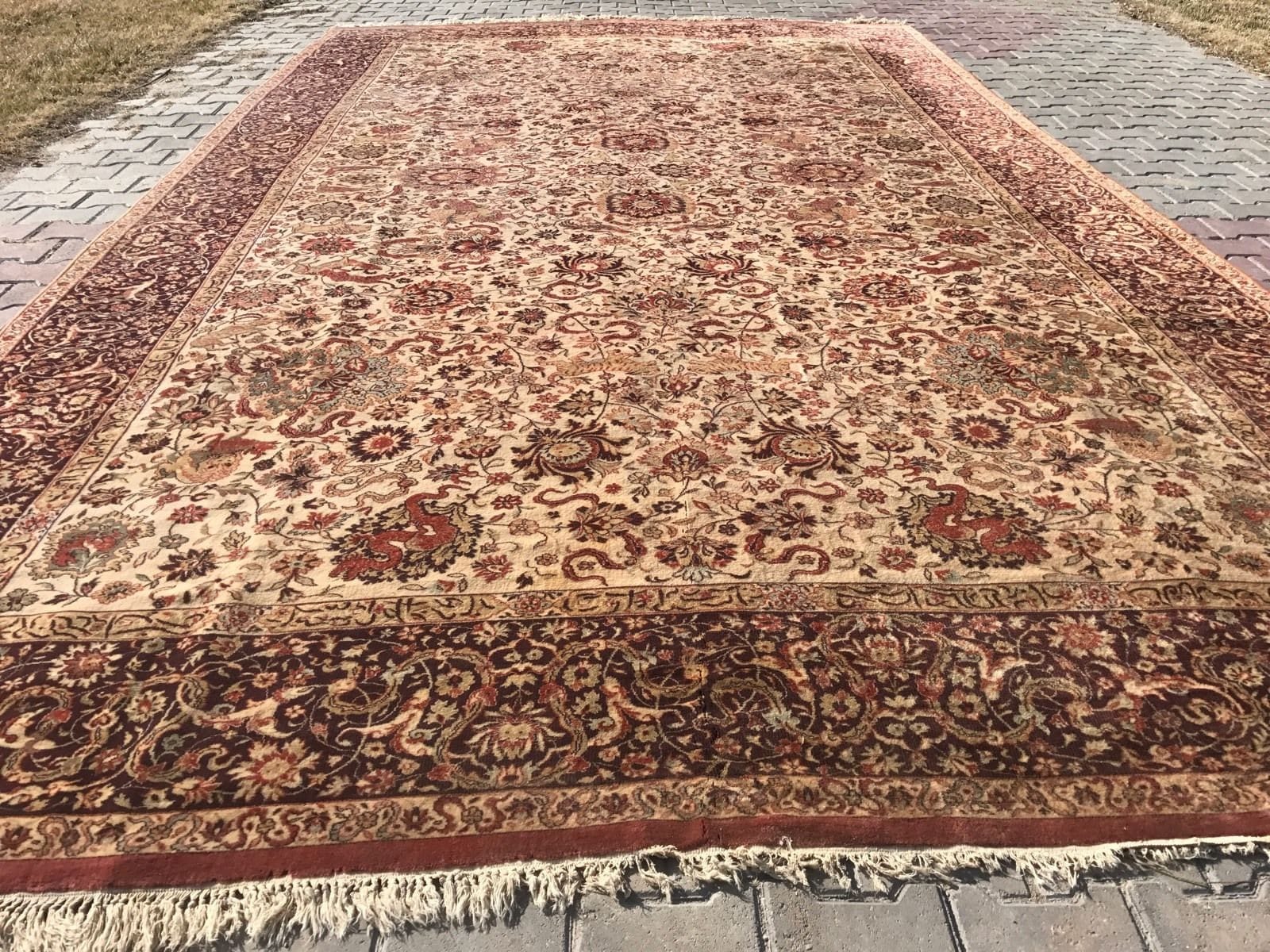 Large Palatial Size Wool Pile Muted Dyes Hunting Ottoman - Etsy