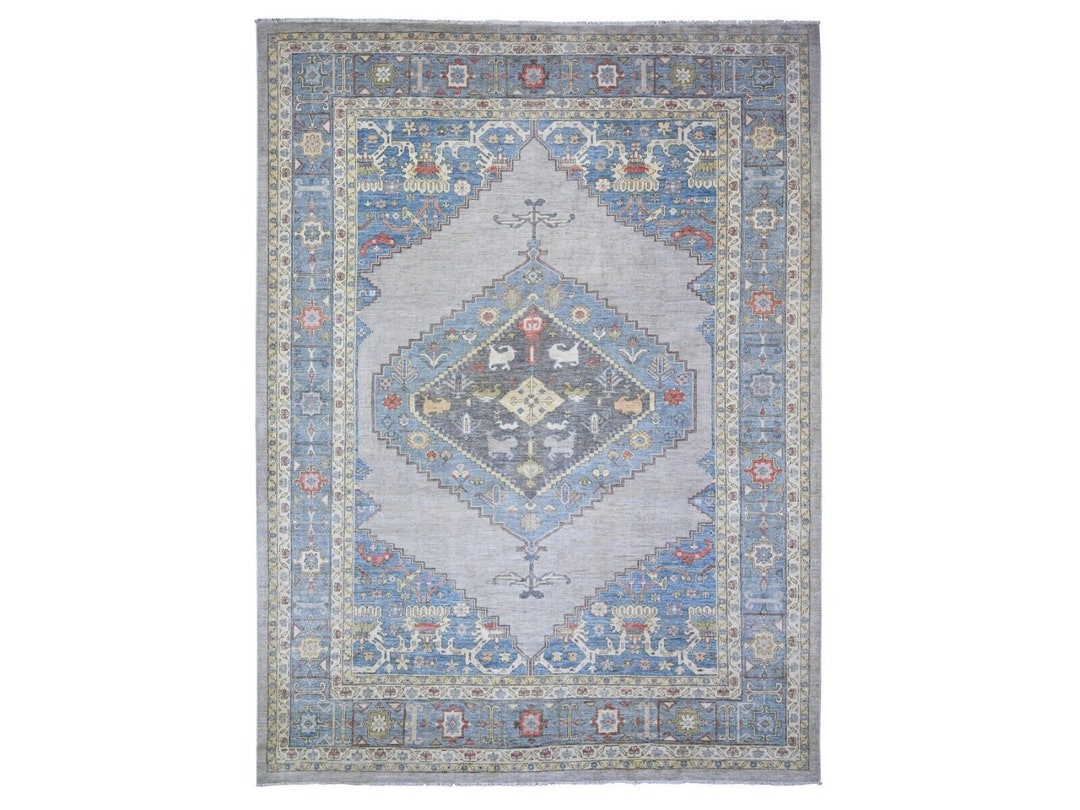 Exquisite Abalone Gray Color, Angora Pile Original Oushak Rug 10'1" X ...