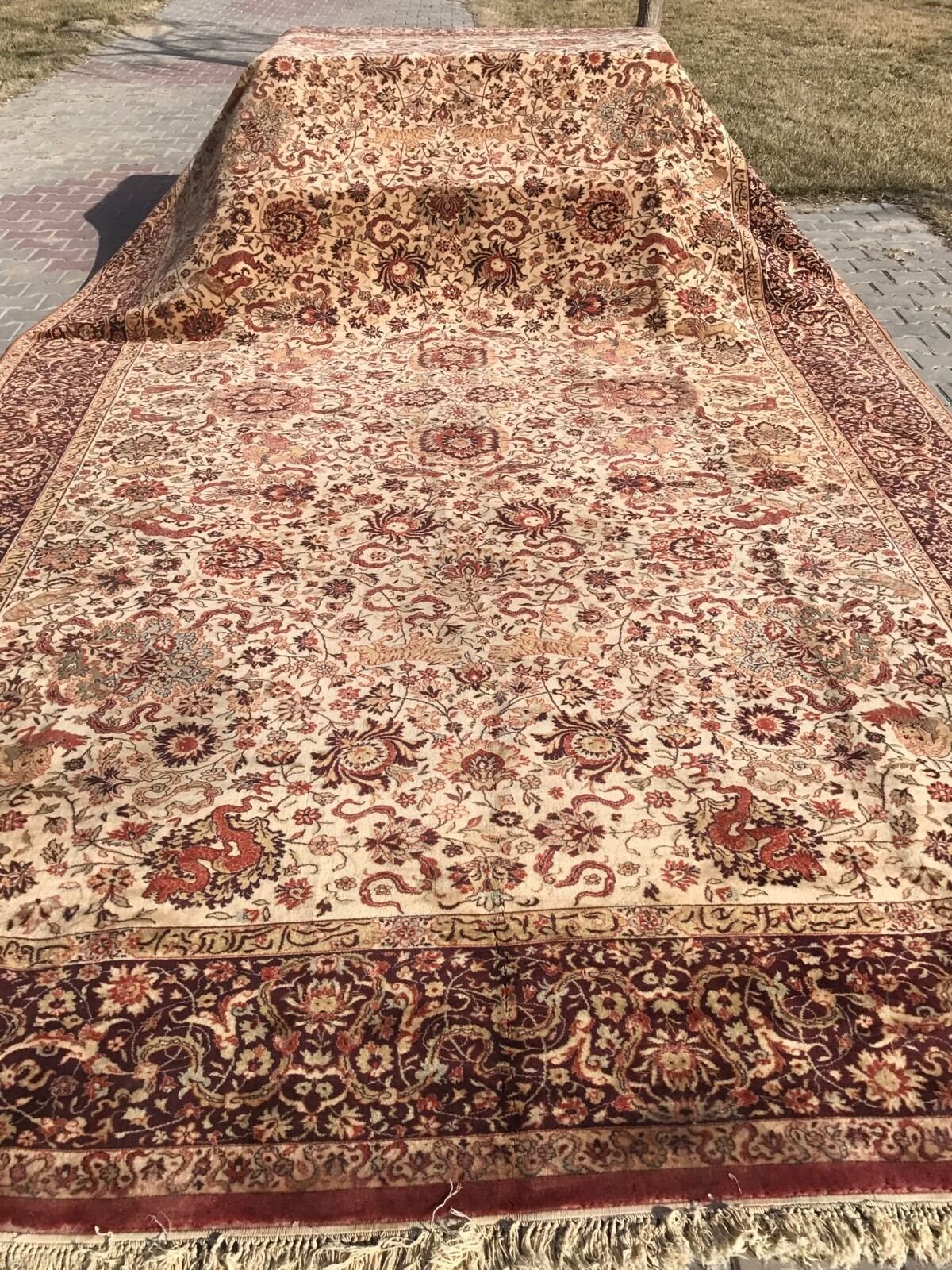 Large Palatial Size Wool Pile Muted Dyes Hunting Ottoman - Etsy